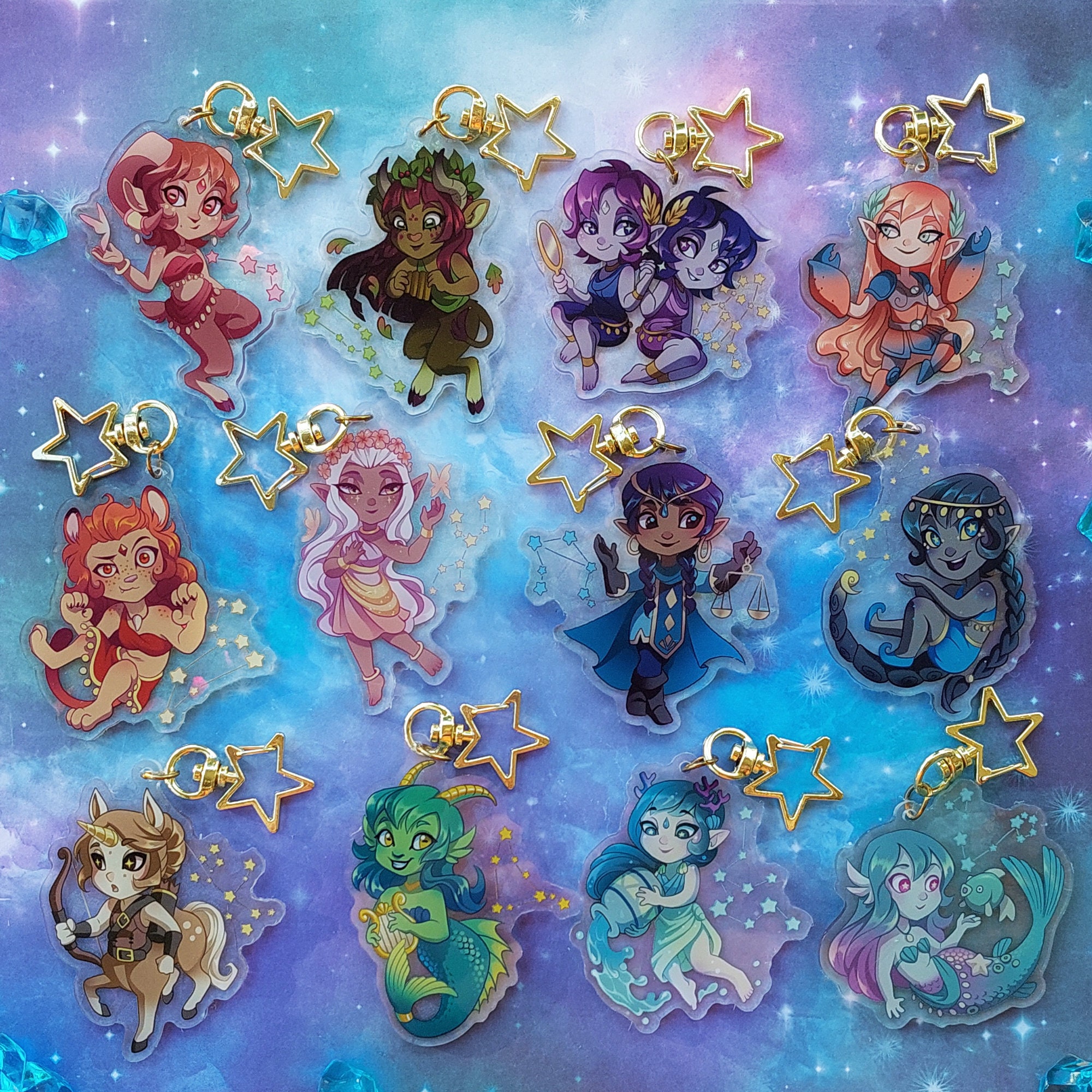 Zodiac Themed Acrylic Keychains - Etsy
