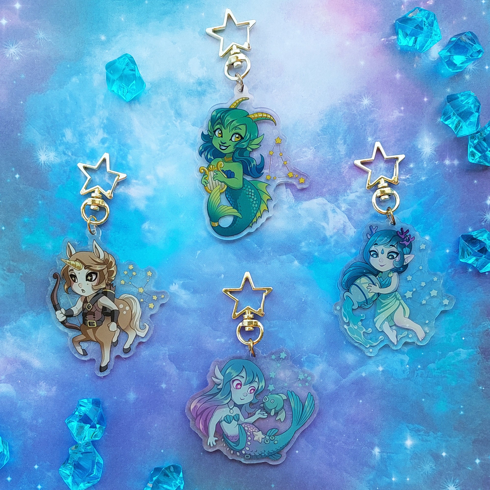 Zodiac Themed Acrylic Keychains - Etsy