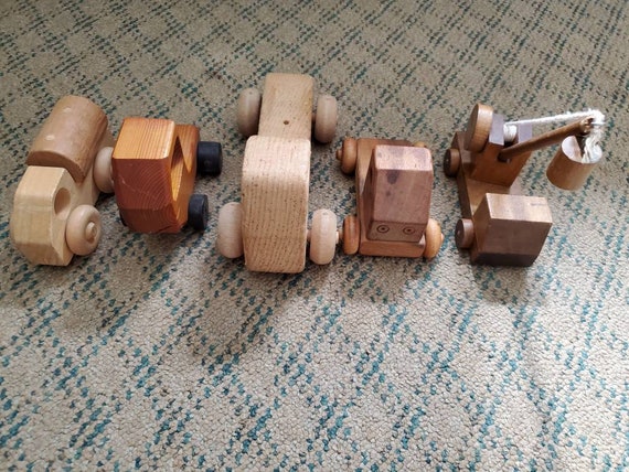 Wooden Toy Construction Vehicles Vintage Set of 5 - Etsy