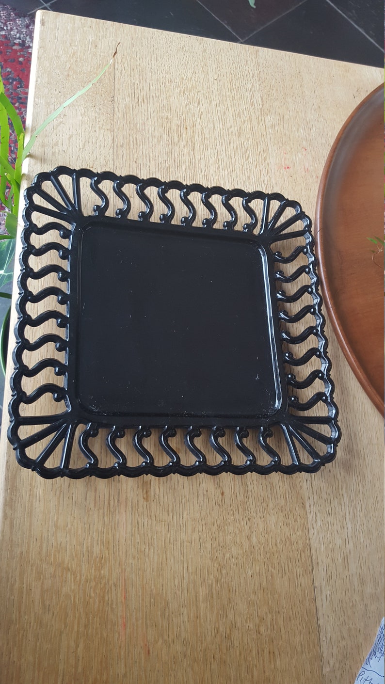 Black Amethyst Lattice Edge Glass Square Shaped Platter - Etsy