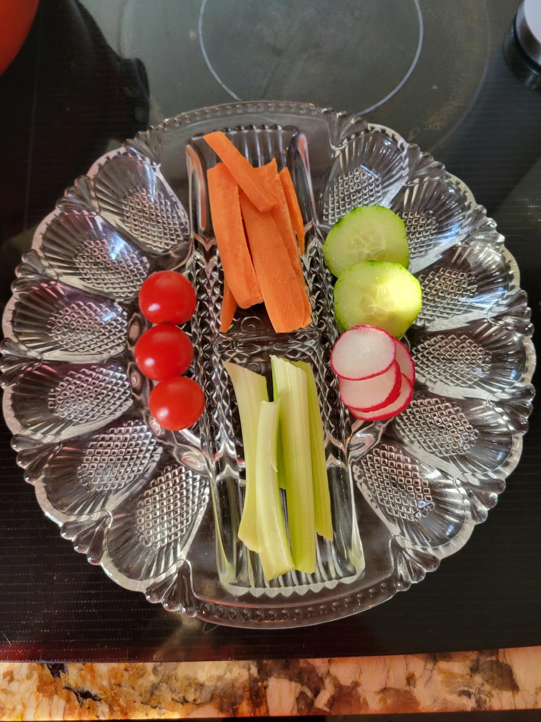 L. E. Smith Clear Glass Crudite Platter and Deviled Egg Tray, All in ...