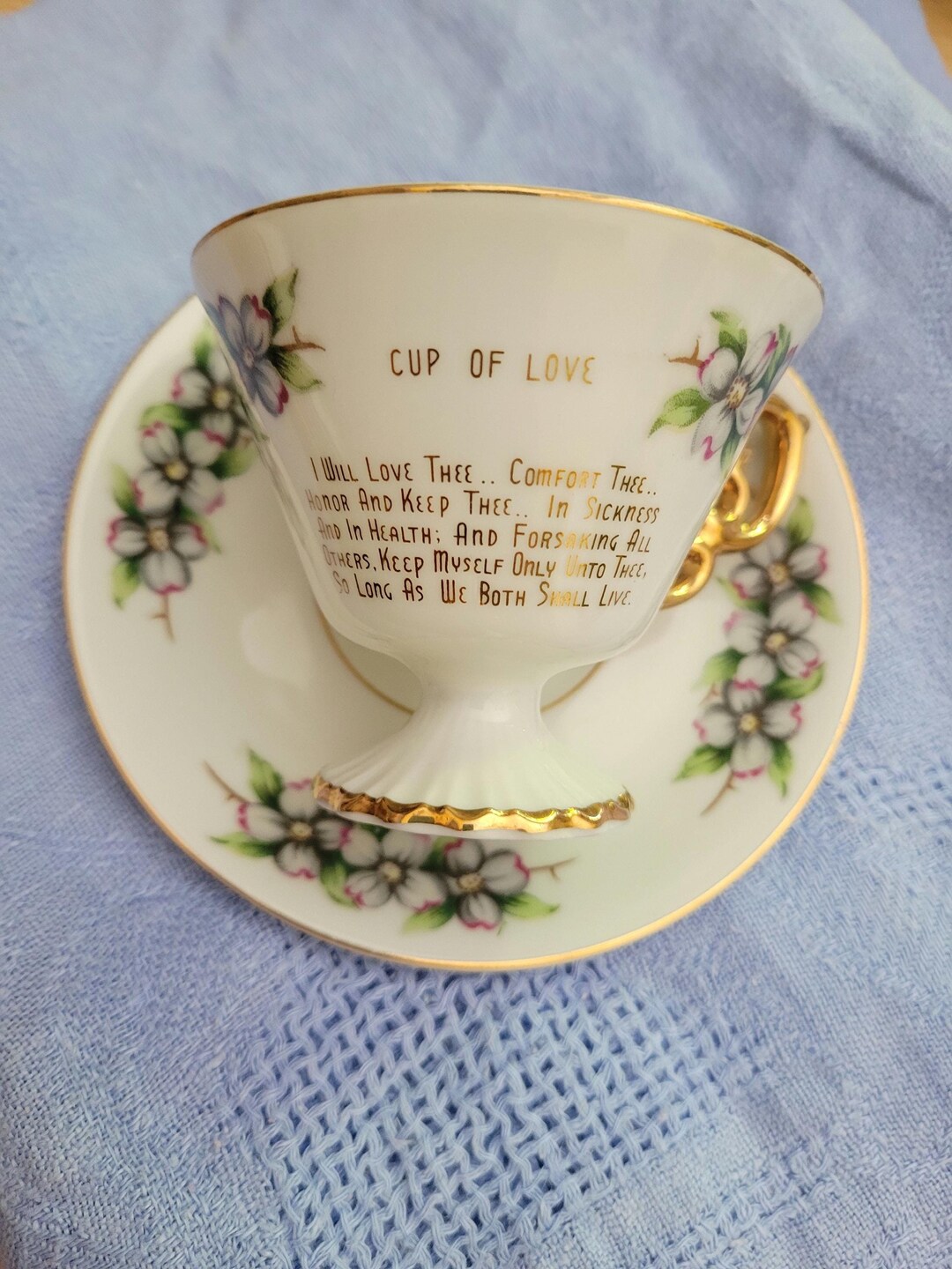 Vintage Cup of Love Tea Cup and Saucer, Wedding Vows - Etsy