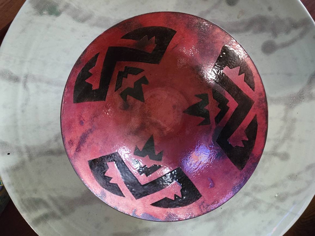 Barbara Culp Enamel Art Bowl, Southwestern Design, Copper Enamel Art ...