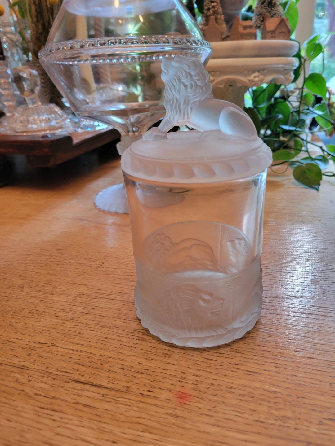 Antique EAPG Gillinder & Sons Frosted Lion Jar, 1877 - Etsy
