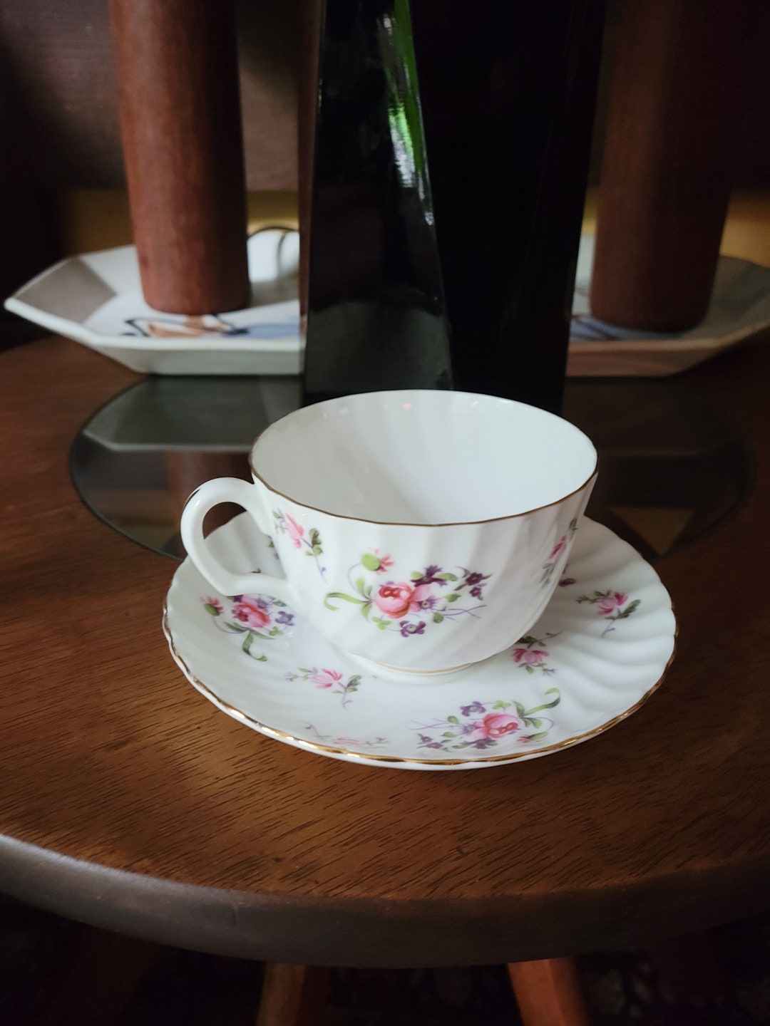 Floral Teacup With Gold Accents, Adderley, Fragrance Pattern, Fine Bone ...