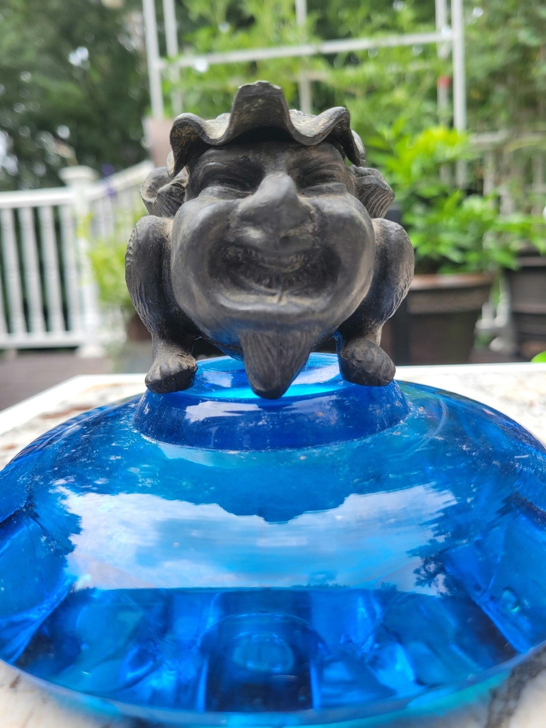 Grotesque Troll/devil/gargoyle Cast Metal Ink Well With Original Glass ...