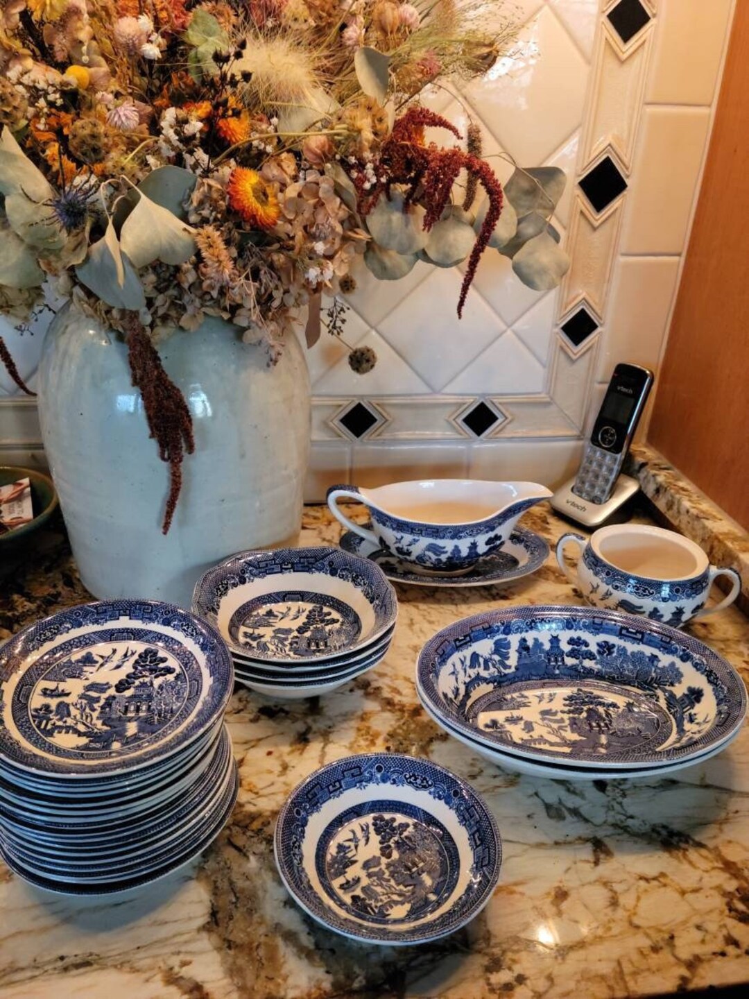 Johnson Brothers Blue Willow Crown Hallmark - Etsy