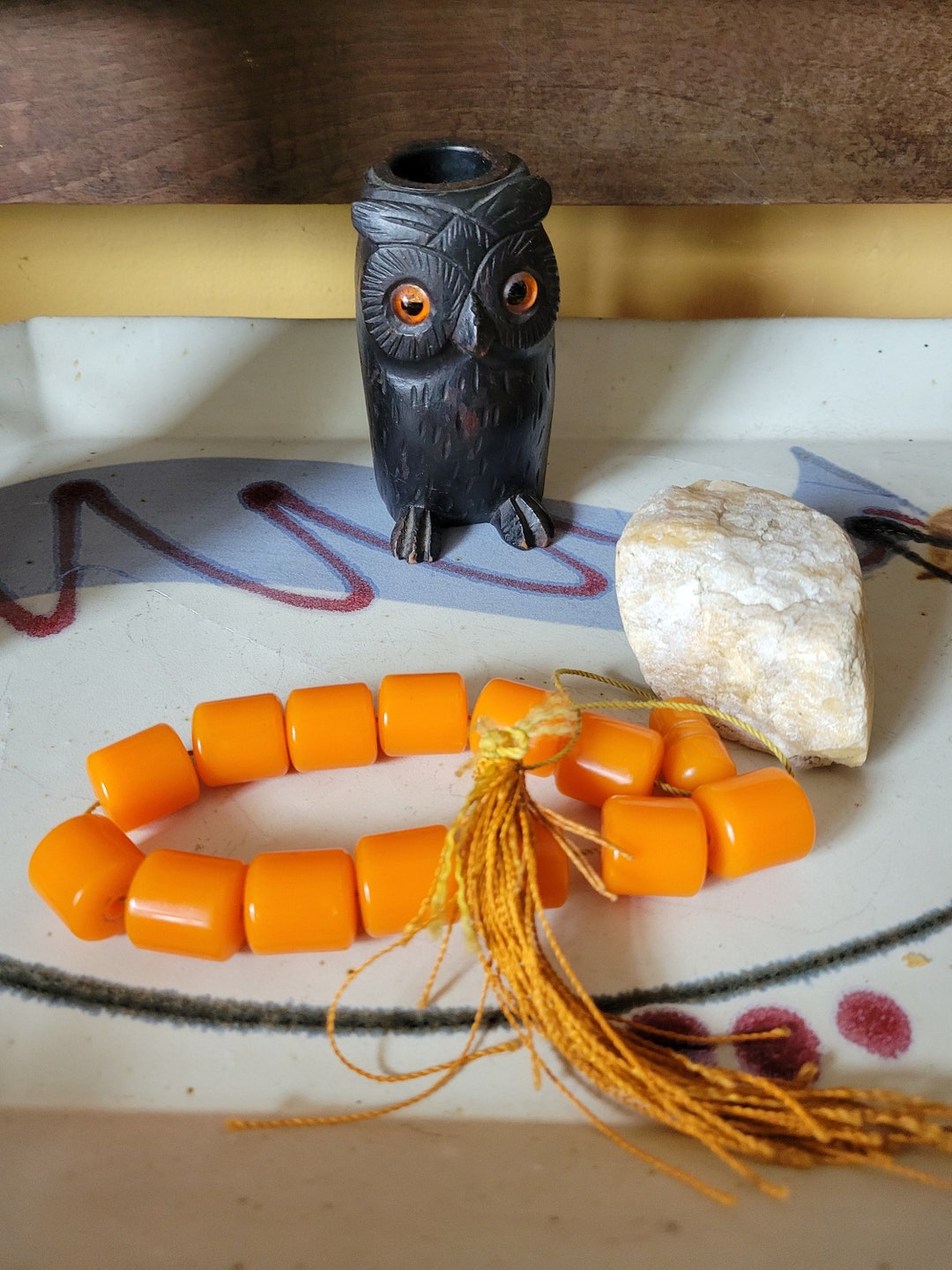 Vintage Egg Yolk Bakelite/cataline Rosary Prayer Beads, Vibrant Color ...