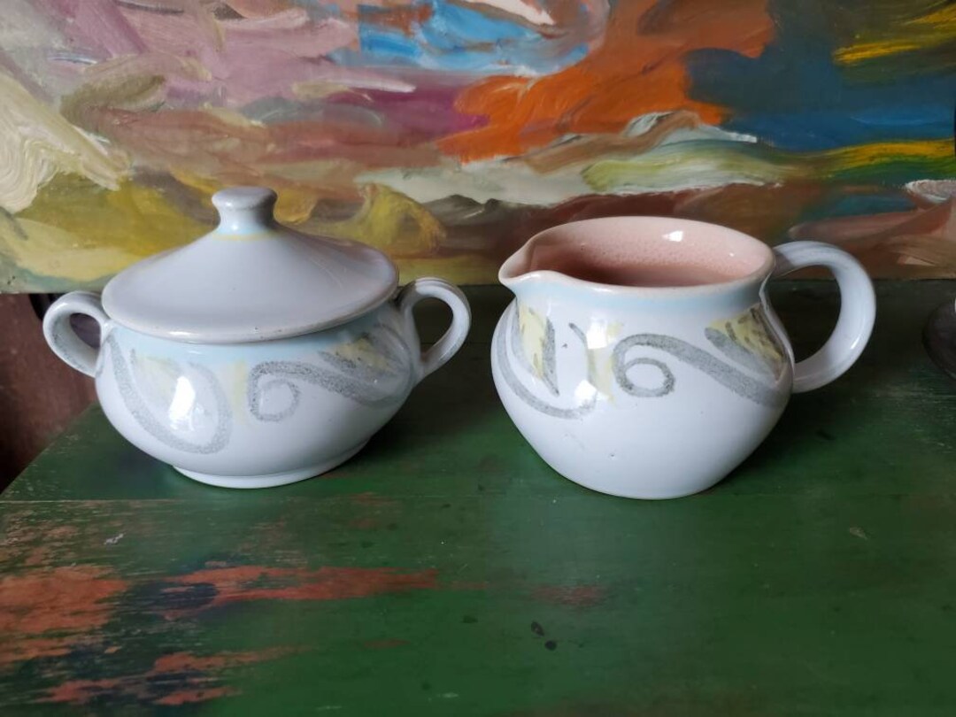 Denby Peasant Ware Pattern, Gray and Yellow Glaze With Pink Glaze ...