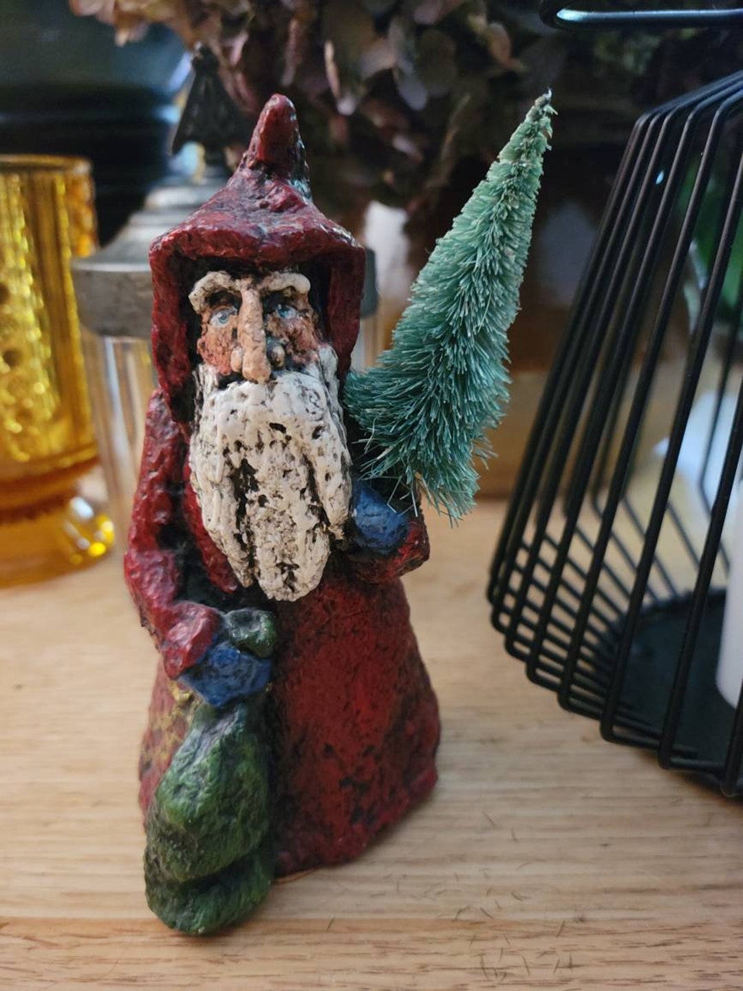 Debra Schoch Santa, 1989, Folk Art Santa, Papier Mache, One of a Kind ...