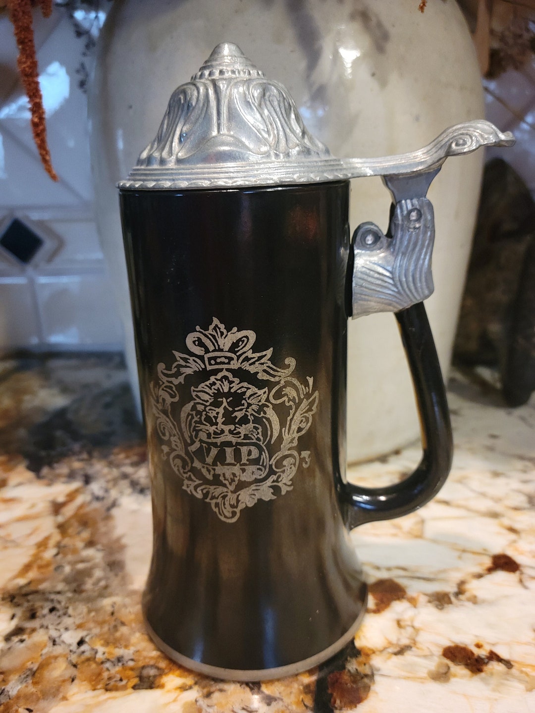 VIP Black Glass Stein With Whimsical Poem and Pewter Top - Etsy