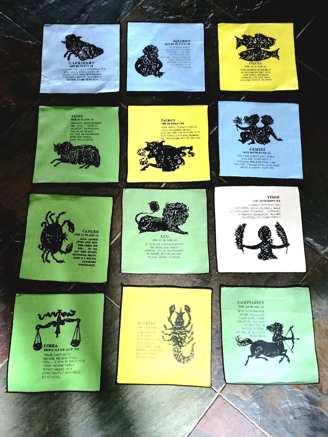 Vintage Zodiac Sign Cocktail Napkins, Linen, Star Signs - Etsy