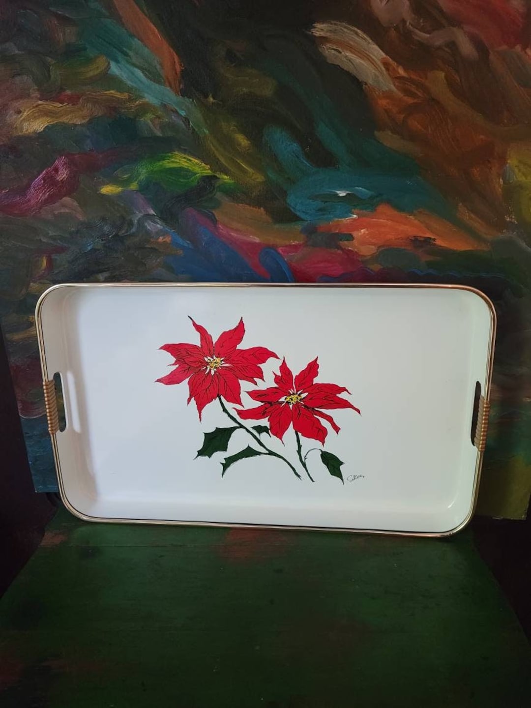 Vintage Saltera Lacquer Tray, Poinsettia Design, Made in Japan - Etsy