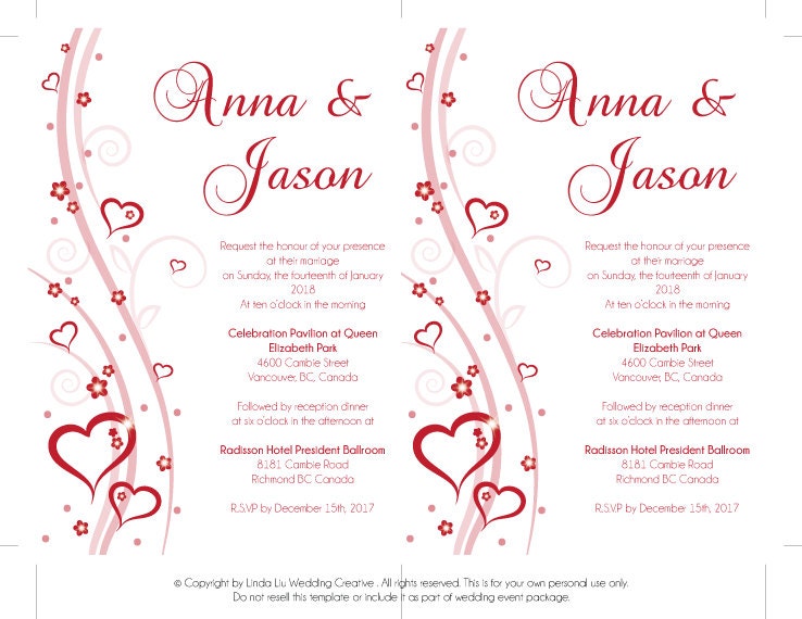 DIY Printable Wedding Invitation Card Template Editable MS | Etsy