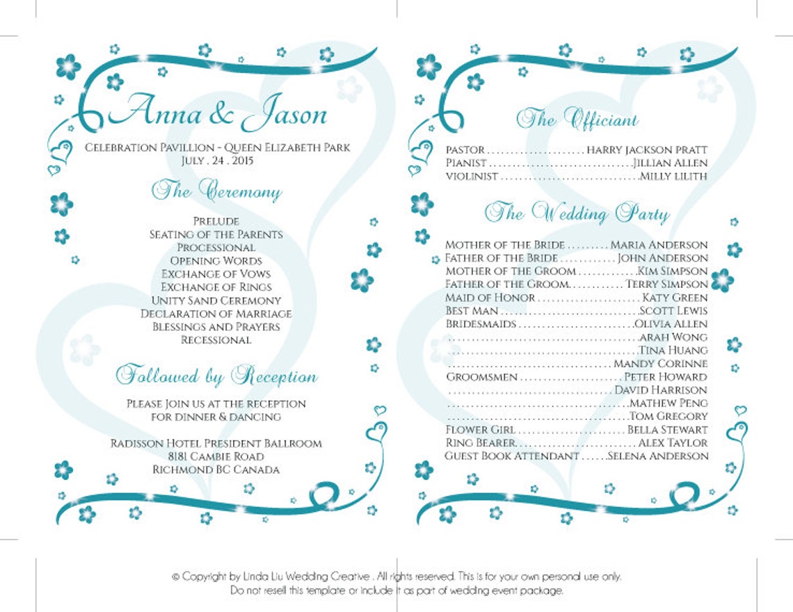 DIY Printable Program Fan Template Editable MS Word File 5 - Etsy