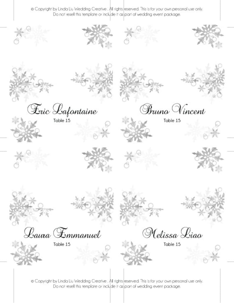 Instant Download 5 x 5 Winter Silver Snowflakes DIY Printable Wedding ...