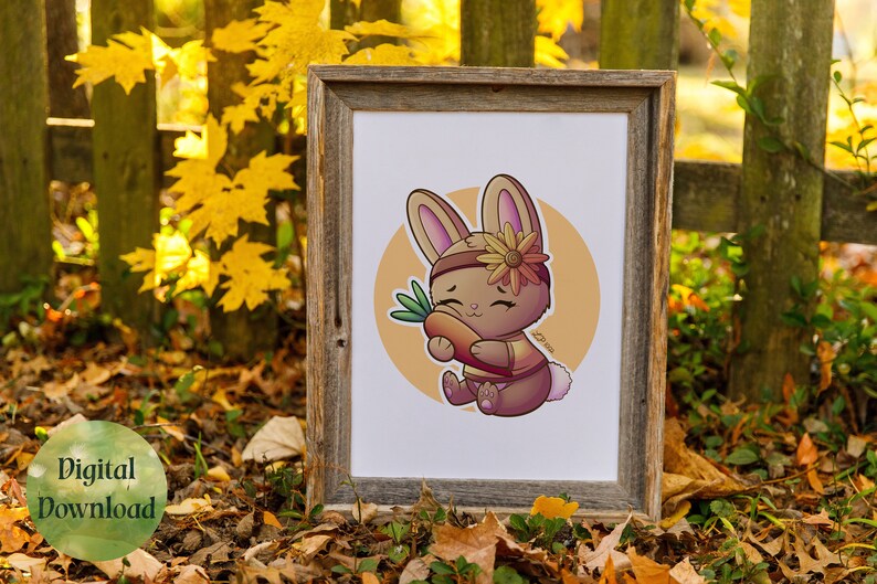 Fall Bunny Rabbit Printablejpegs and PNG - Etsy