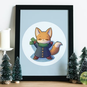 Chibi Fox Snow Angel Illustration Printable, Jpegs and PNG - Etsy