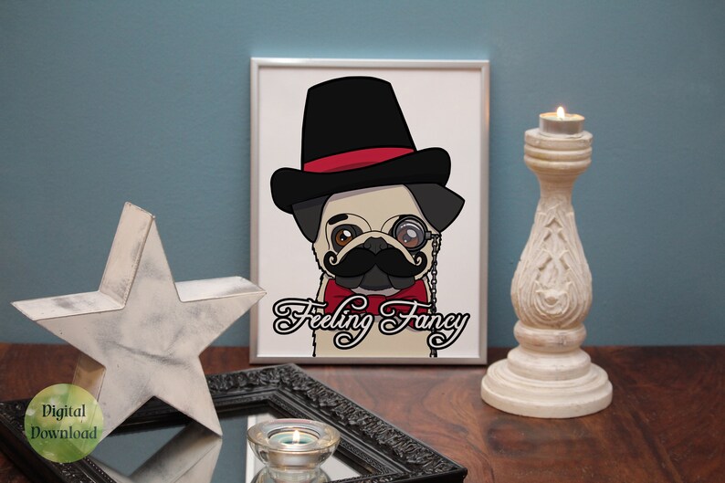 Fancy Pug Printable - Etsy
