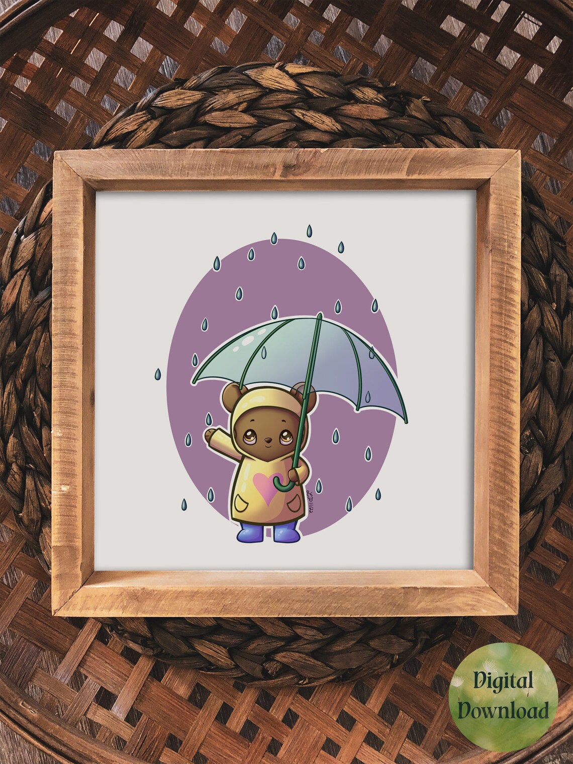 Rainy Day Bear Printable Artwork - Etsy