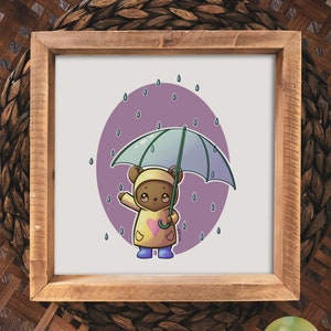 Rainy Day Bear Printable Artwork - Etsy