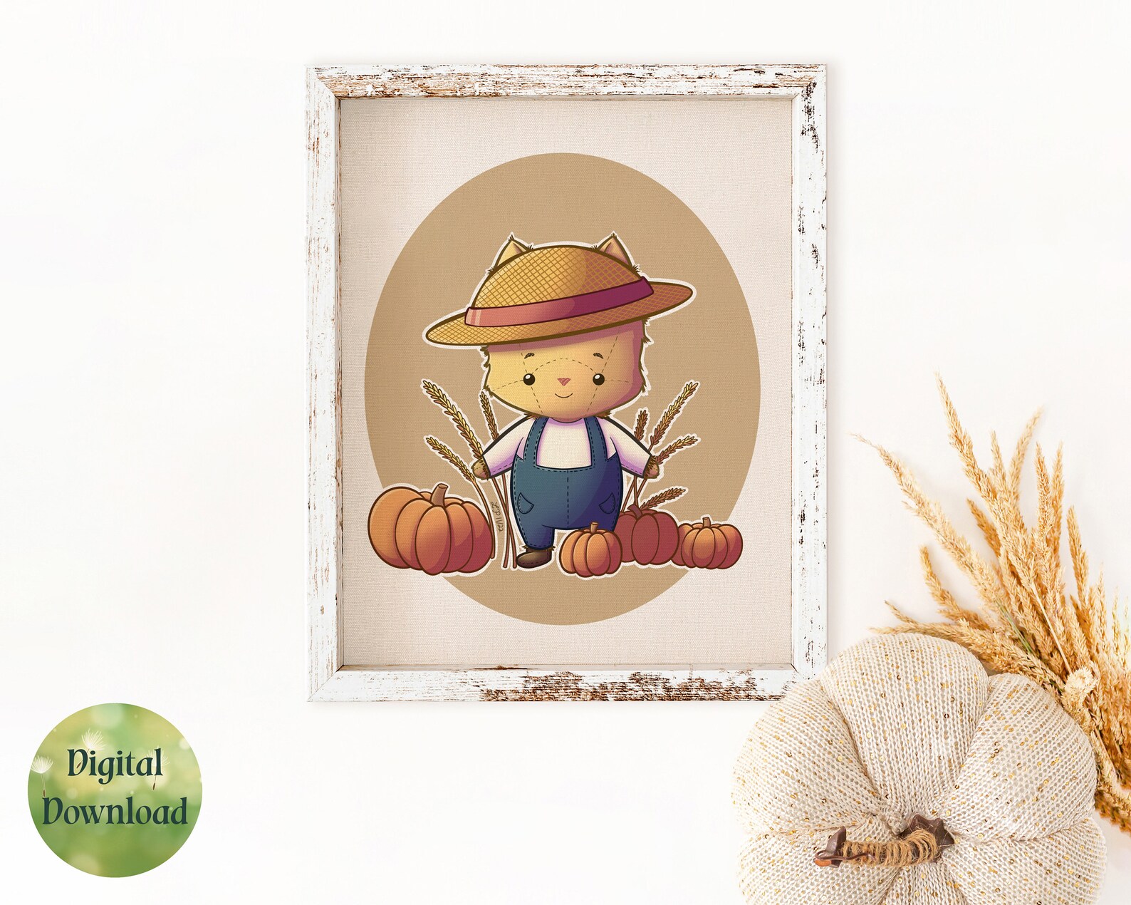 Scarecrow Cat Printable Artwork Jpegs and PNG - Etsy