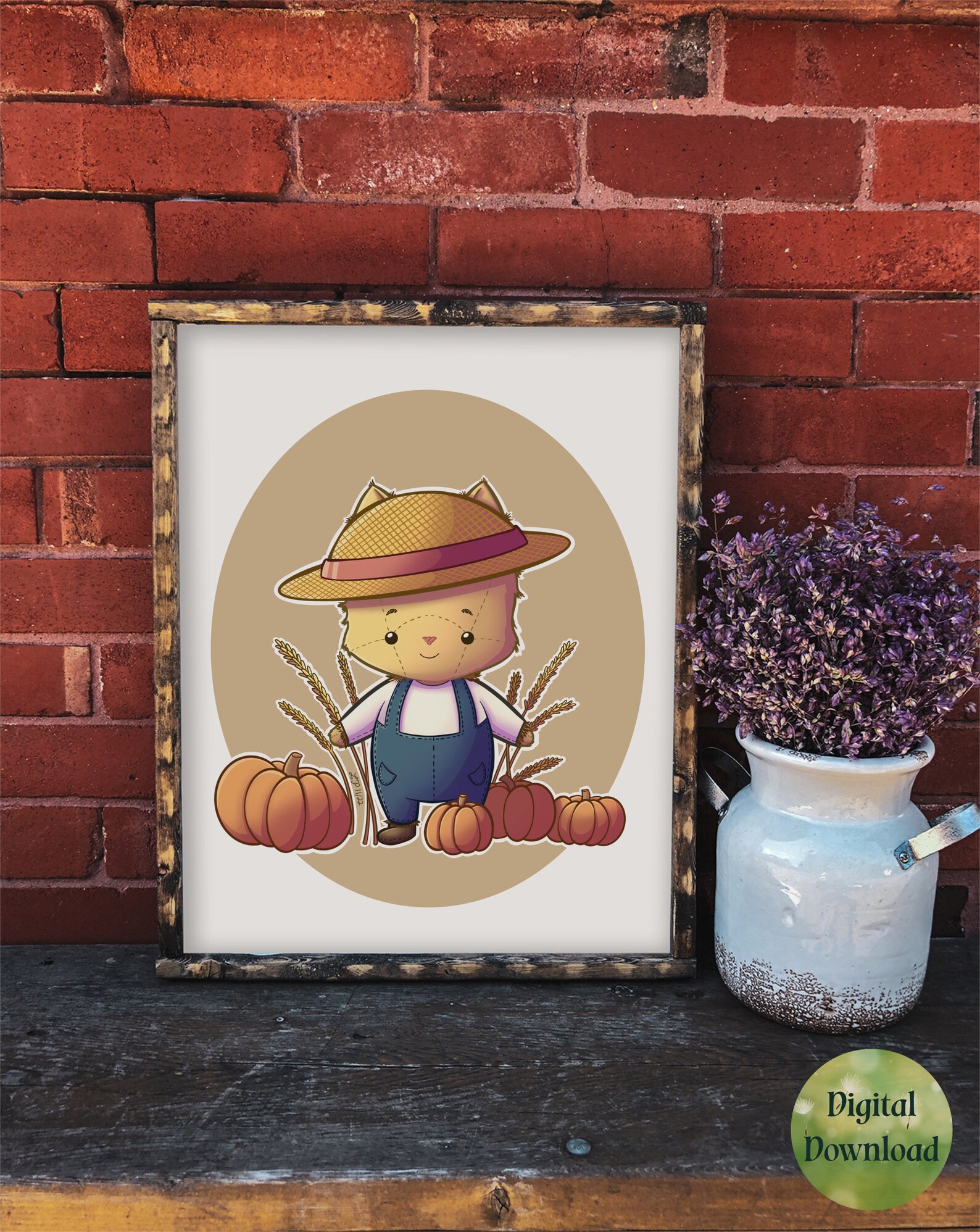 Scarecrow Cat Printable Artwork Jpegs and PNG - Etsy