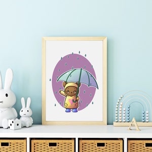 Rainy Day Bear Printable Artwork - Etsy