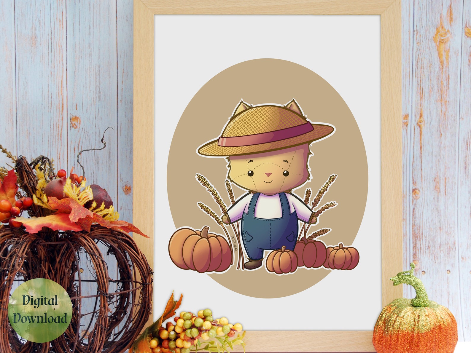 Scarecrow Cat Printable Artwork Jpegs and PNG - Etsy