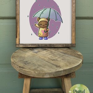Rainy Day Bear Printable Artwork - Etsy