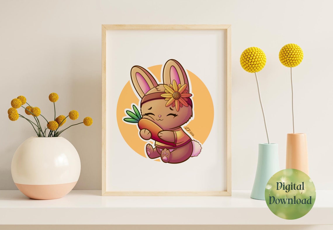 Fall Bunny Rabbit Printablejpegs and PNG - Etsy