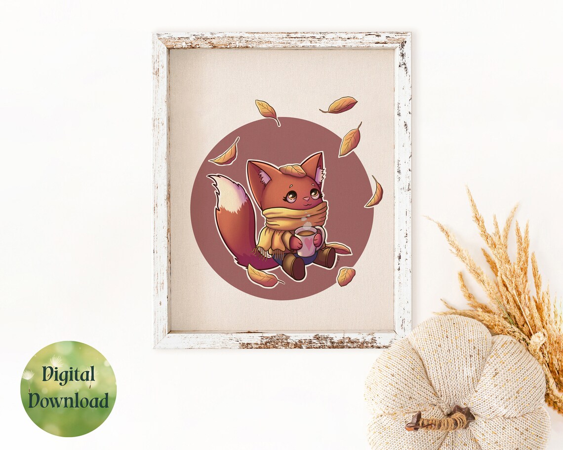 Cute Cottagecore Fox Printable - Etsy