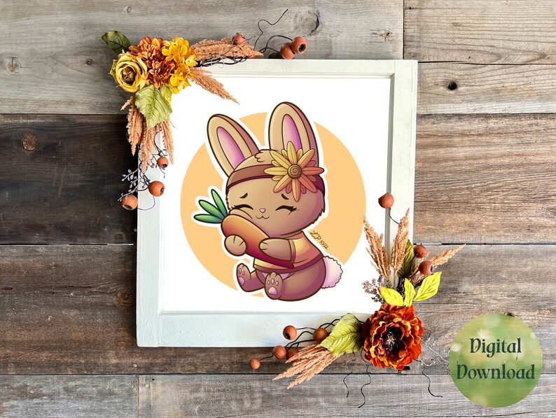 Fall Bunny Rabbit Printablejpegs and PNG - Etsy