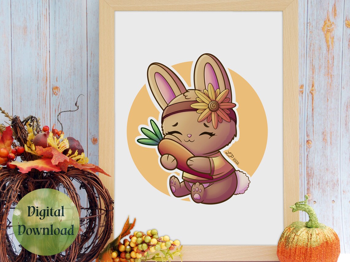 Fall Bunny Rabbit Printablejpegs and PNG - Etsy