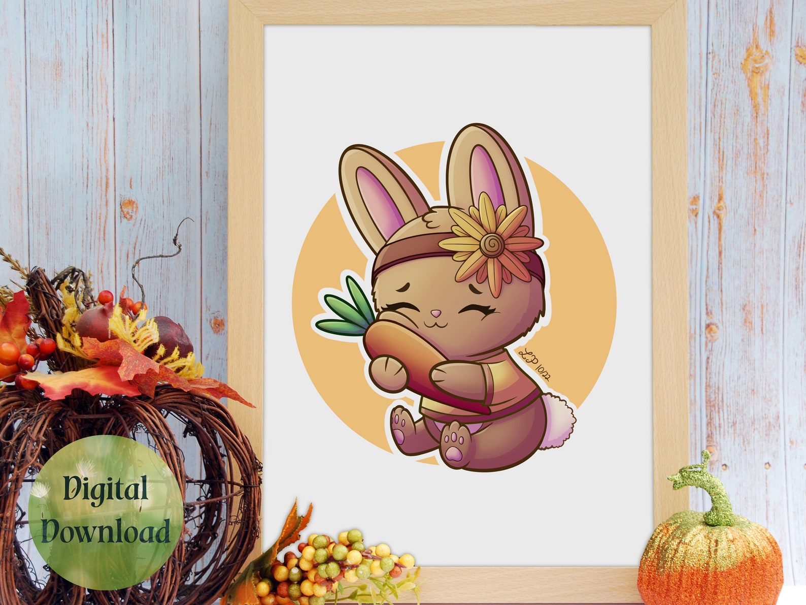 Fall Bunny Rabbit Printable--jpegs and PNG! - Etsy