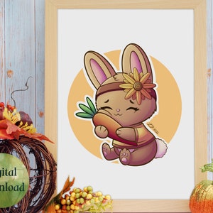 Fall Bunny Rabbit Printable--jpegs and PNG! - Etsy