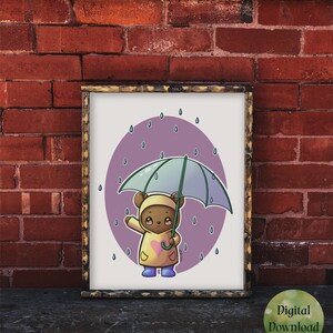 Rainy Day Bear Printable Artwork - Etsy