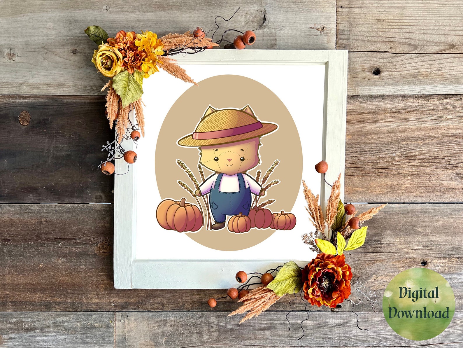 Scarecrow Cat Printable Artwork, Jpegs and PNG - Etsy