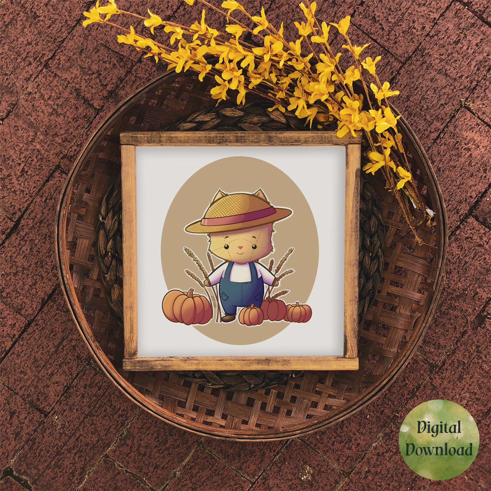 Scarecrow Cat Printable Artwork Jpegs and PNG - Etsy
