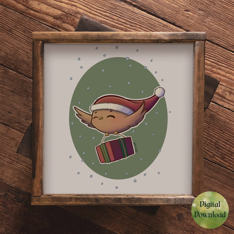 Christmas Delivery Bird Printable Artwork Jpegs and PNG - Etsy