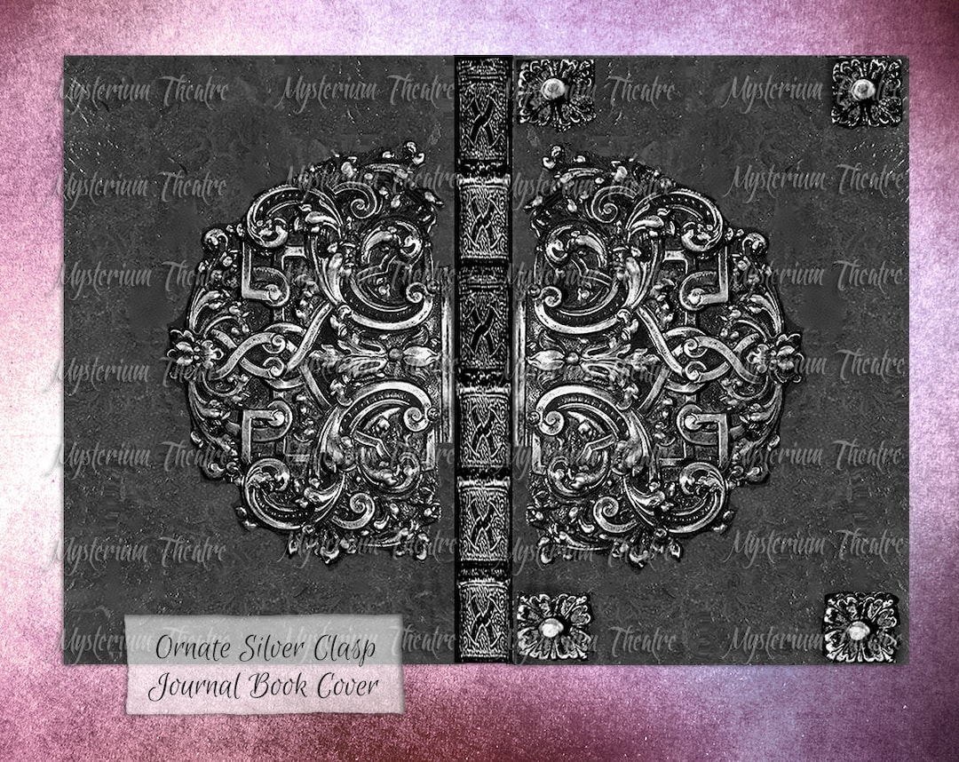 Ornate Vintage Silver and Gray Digital Journal Book Cover Kit Vintage ...
