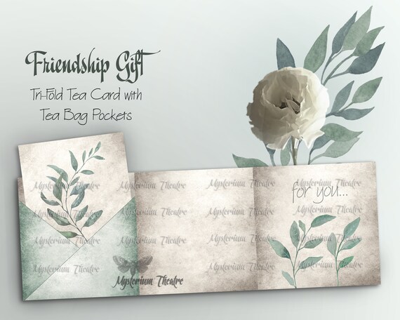 Digital Tea Bag Pocket Tri-fold Card Friend Gift With 4 Tea | Etsy