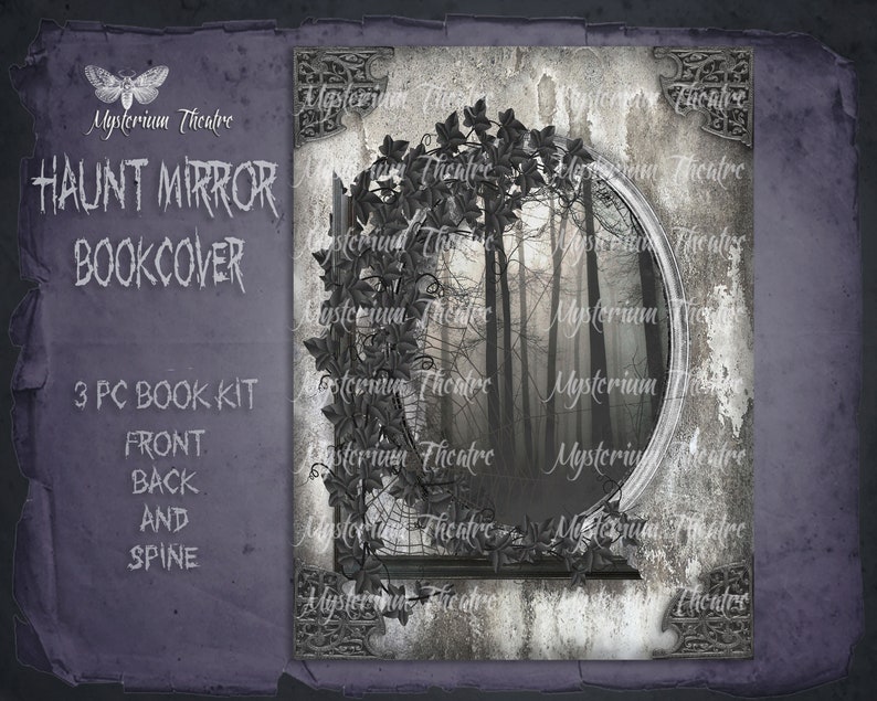 Witch Magick Haunt Mirror Digital Bookcovers and Spine - Etsy
