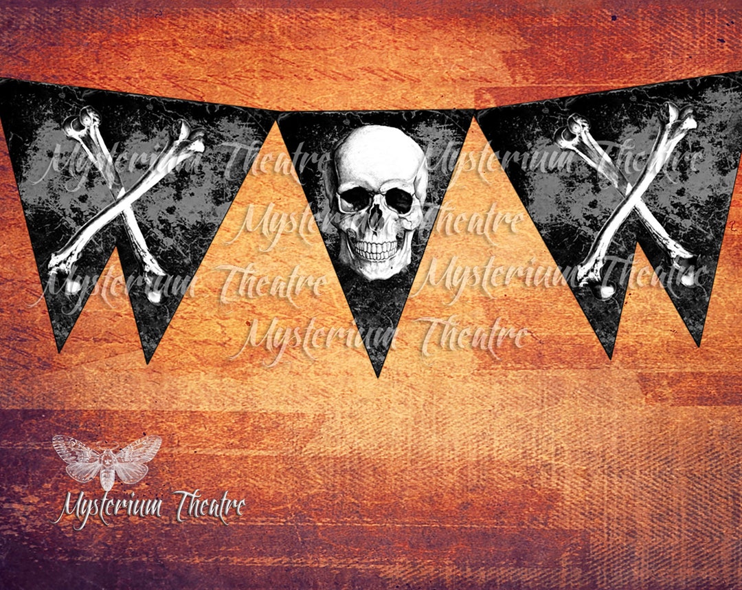 Halloween Printable Skull and Bones Large 16 Long Banner - Etsy