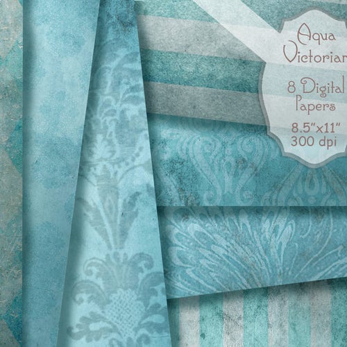 Aquamarine Dream Digital Paper Aqua Teal Old Paper Textures - Etsy