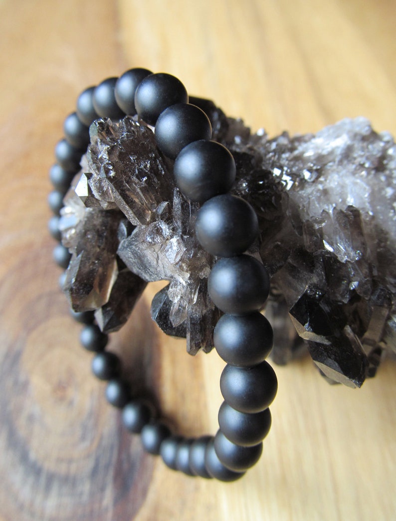 Matte Black Onyx Bracelet for Men, 8mm Mens Beaded Bracelet - Etsy