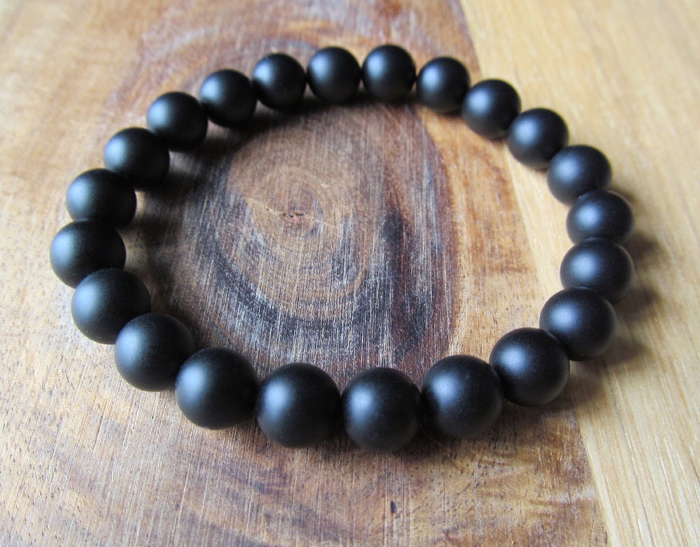 Matte Black Onyx Bracelet for Men, 8mm Mens Beaded Bracelet - Etsy