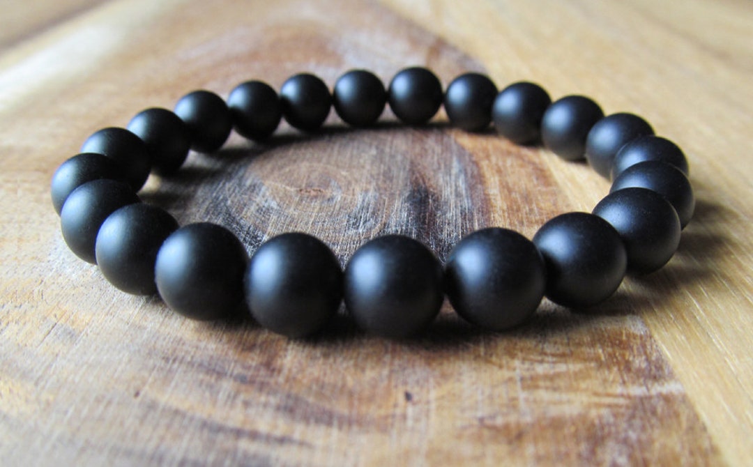 Matte Black Onyx Bracelet for Men, 8mm Mens Beaded Bracelet - Etsy