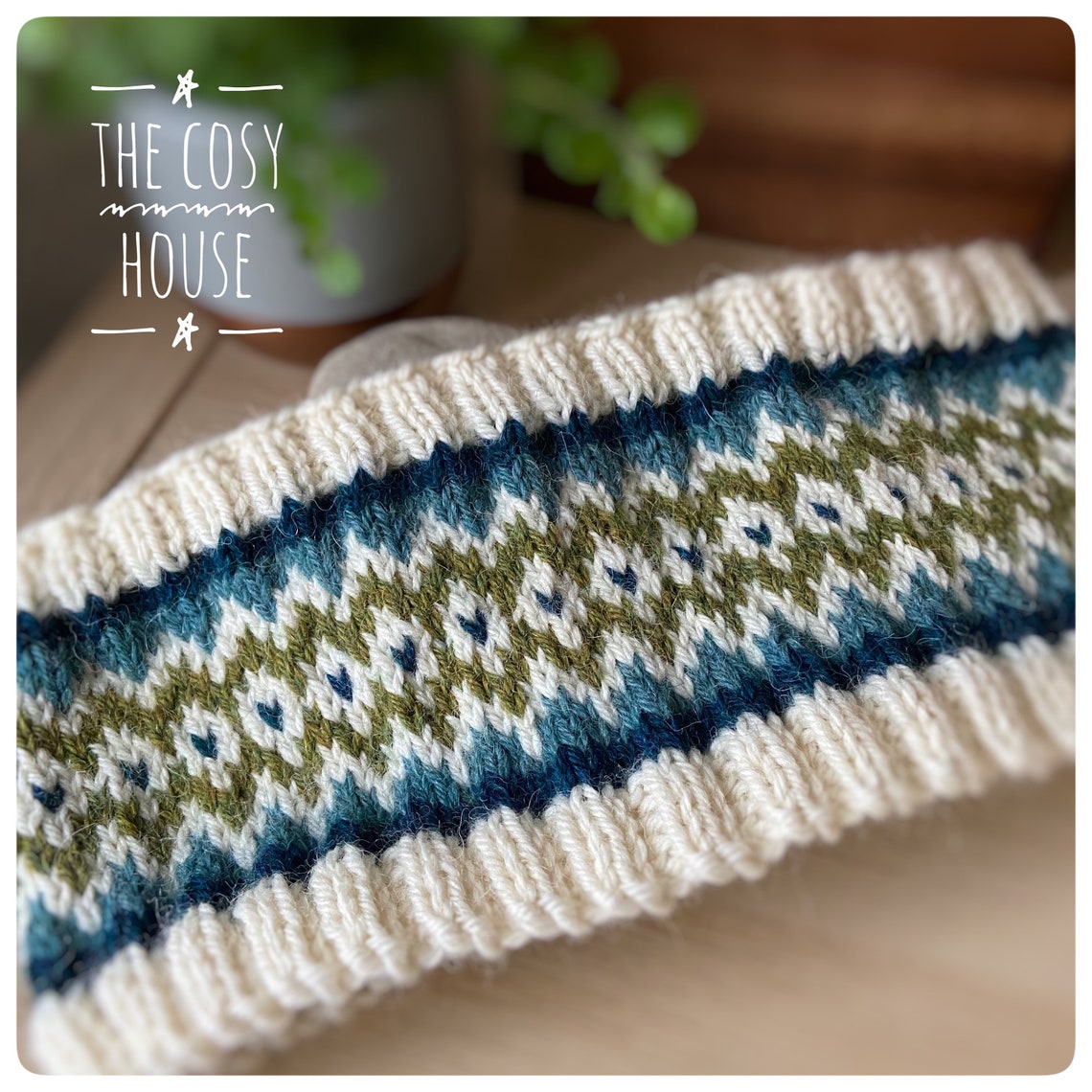 Ear Warmer Headband Fair Isle Pattern Headband Fleece Lined Hand