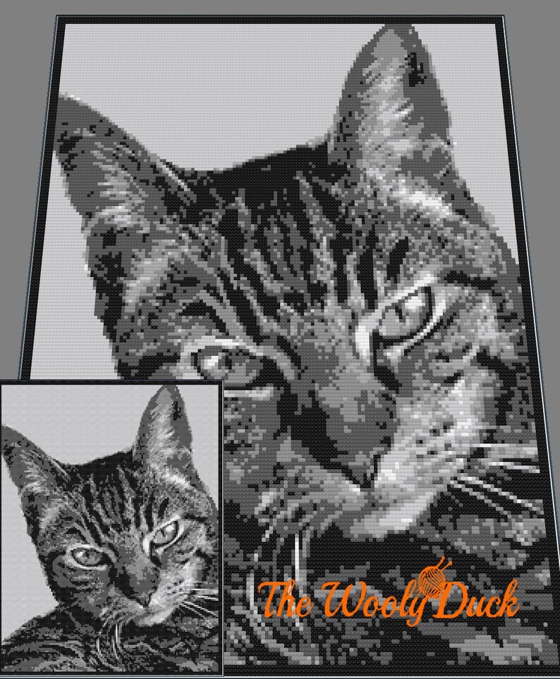 Tabby Grey Cat Crochet / Graphghan Portrait Pattern/ Cross | Etsy